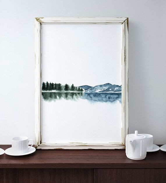 Spring Mountains Lake Print Abstract Landscape Art | Etsy