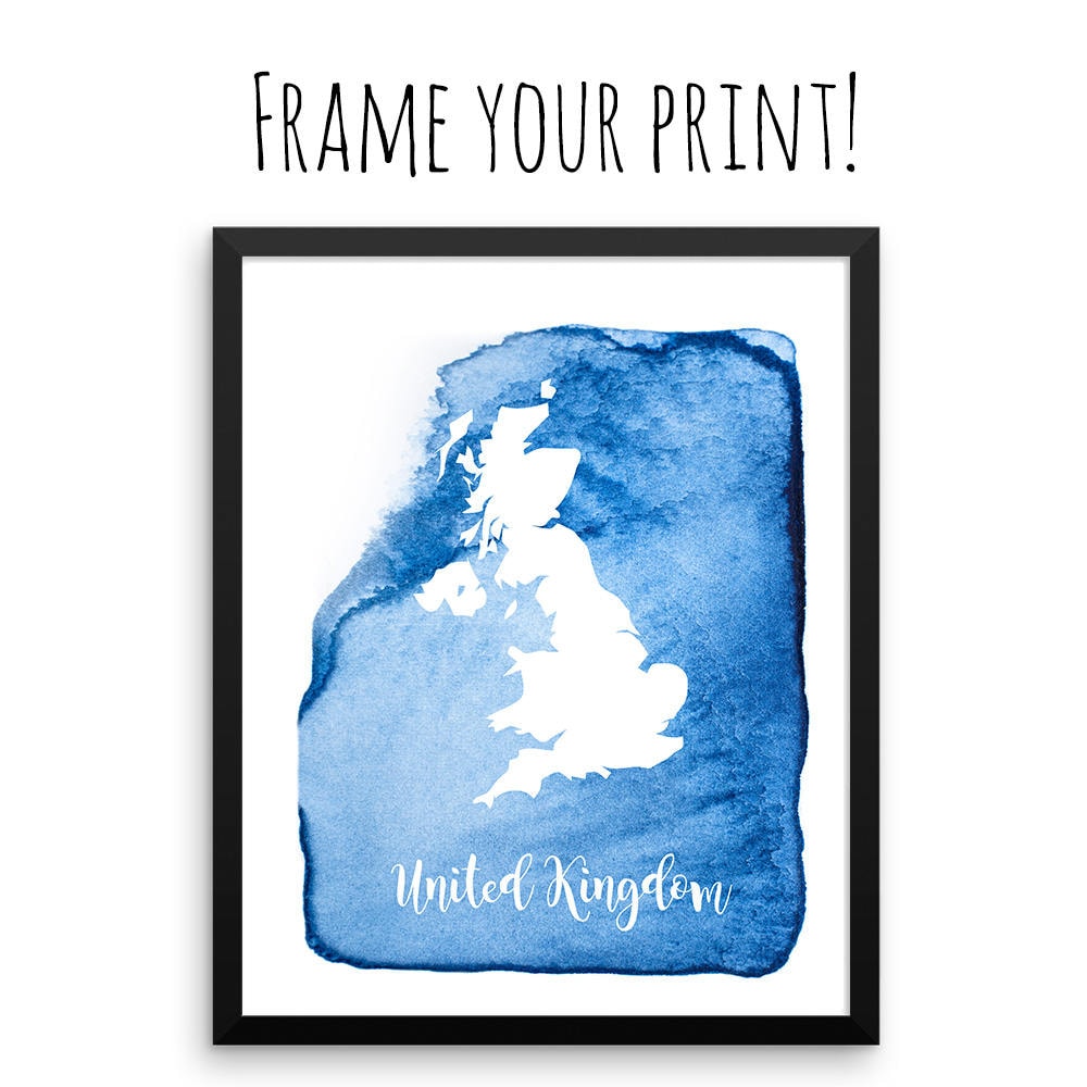 United Kingdom Map Colourful Art Print Framed Large Artwork | Etsy