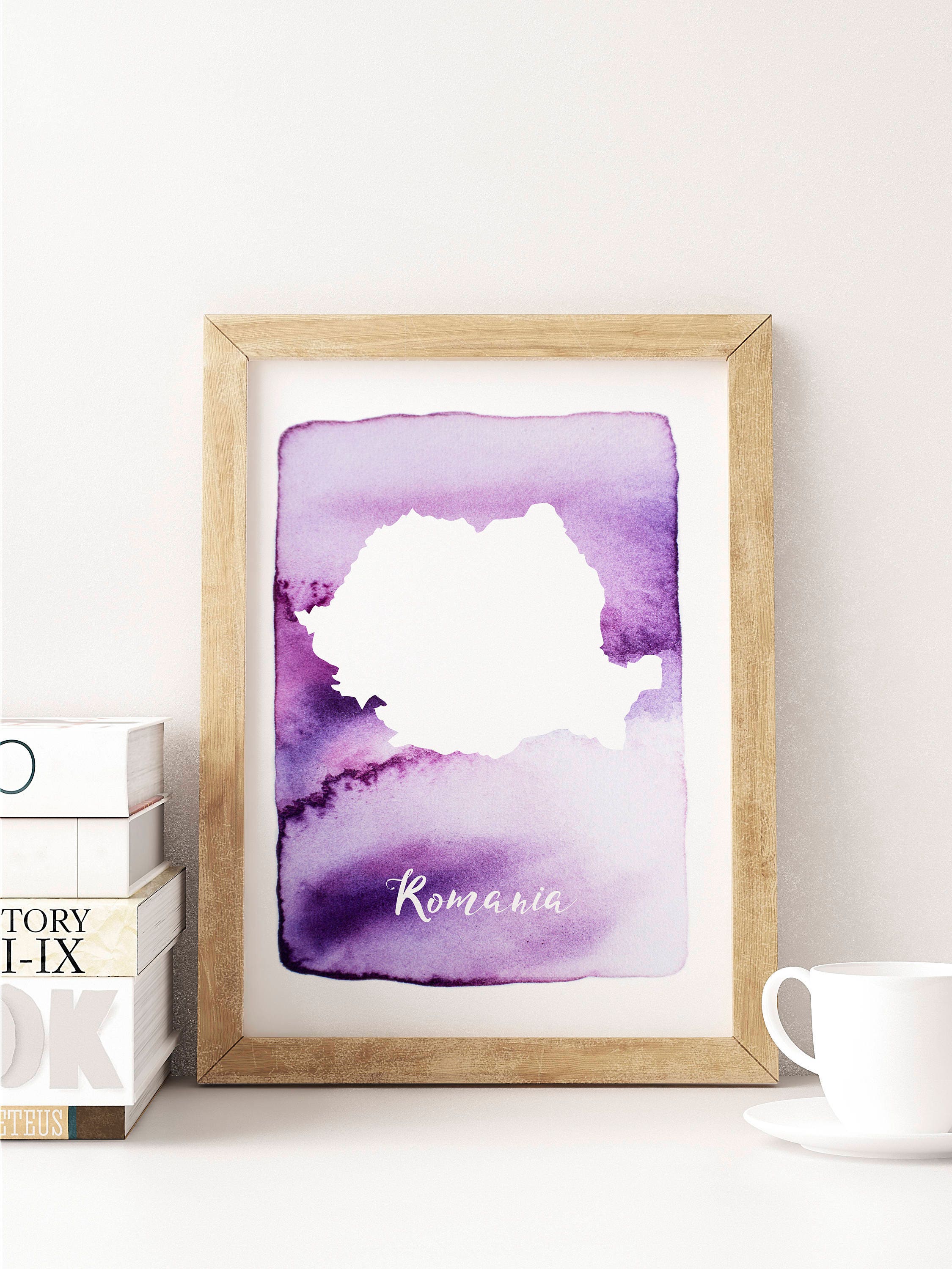 Romania Map Colourful Art Print Framed Large Artwork Romania | Etsy