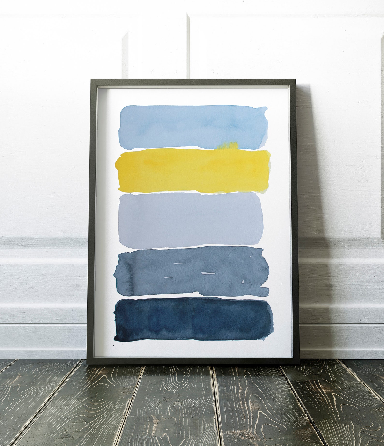 Abstract Blue Yellow Print Blue Painting Abstract Print | Etsy