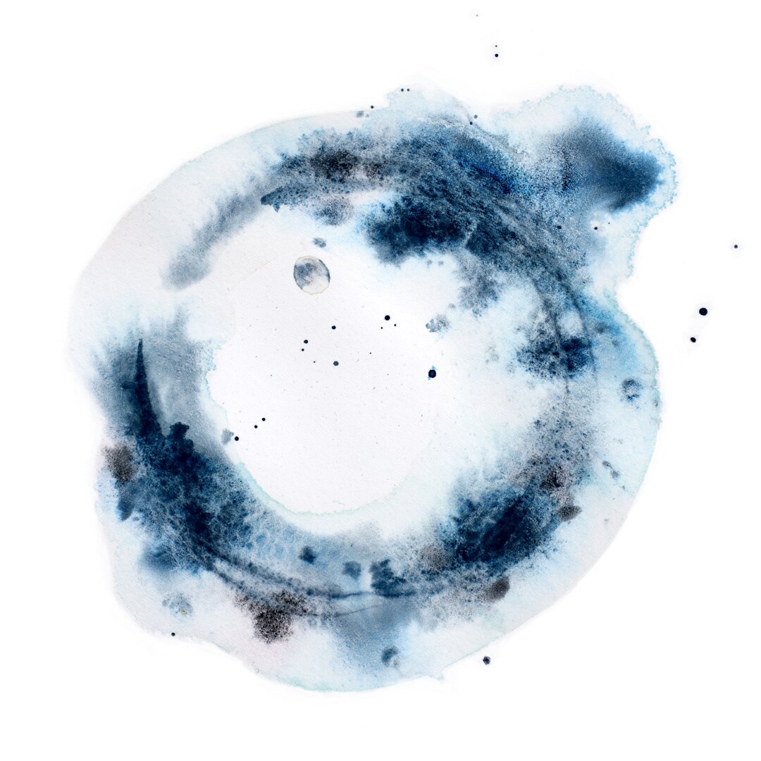 Blue Ring Painting, Blue Abstract Landscape Print, Meditative Painting ...