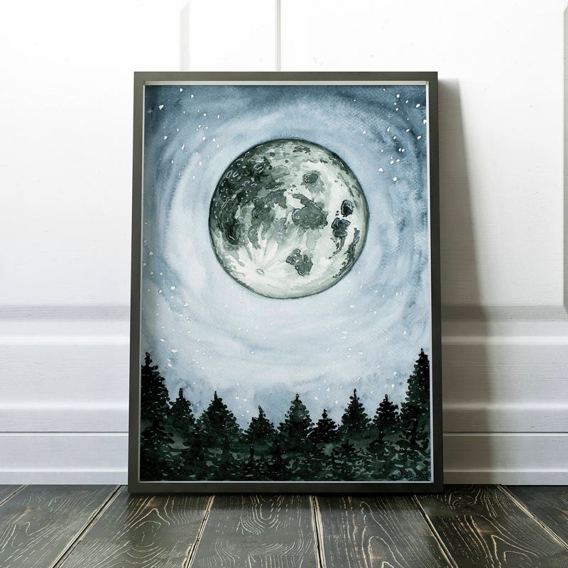 Full Moon Painting - Etsy