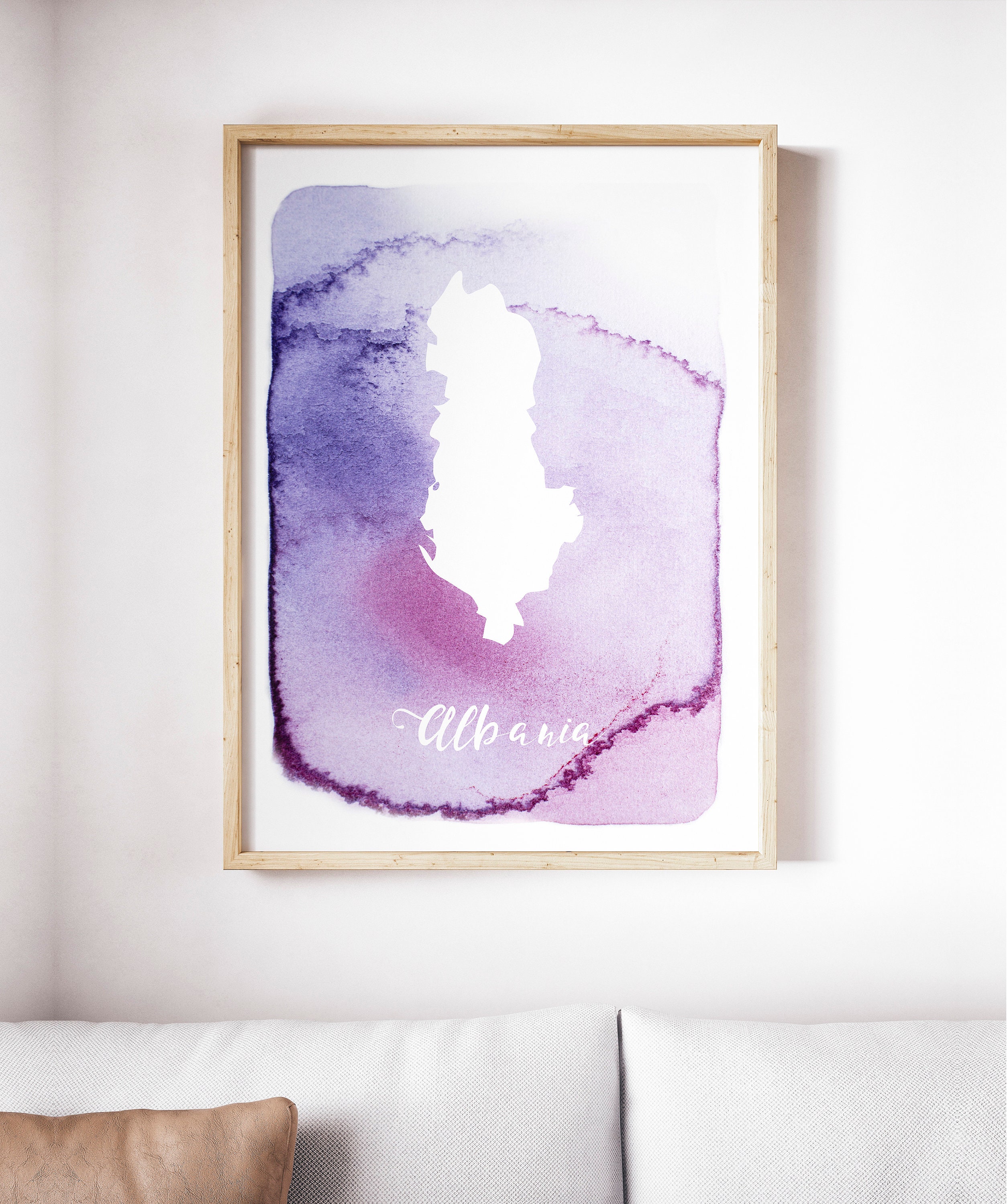Albania Map Colourful Art Print Framed Large Artwork Albania | Etsy