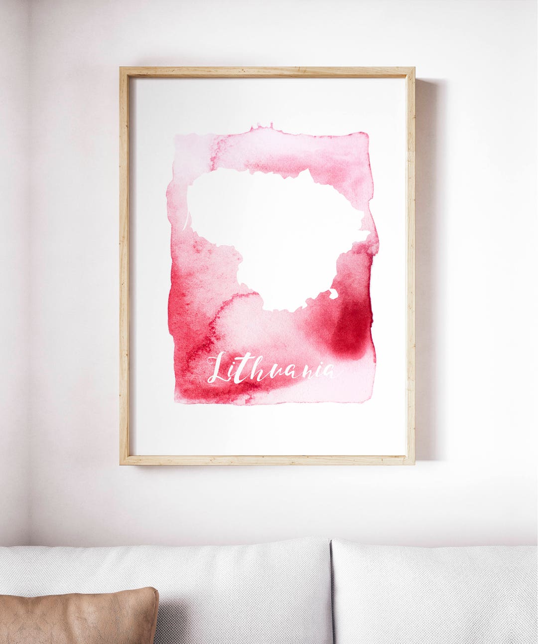 Lithuania Map Colourful Art Print, Framed Large Artwork, Lithuania Wall ...