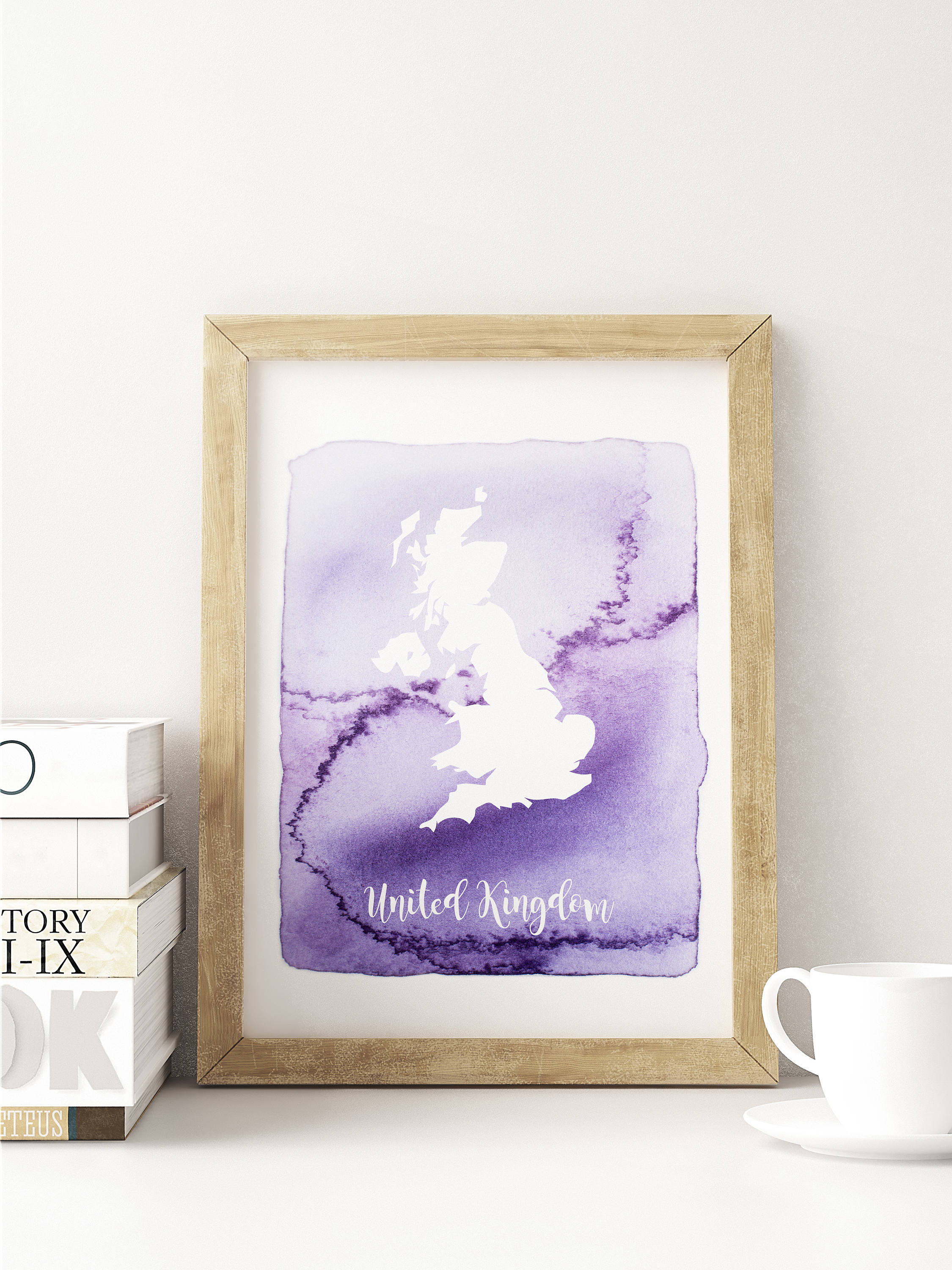 United Kingdom Map Colourful Art Print Framed Large Artwork | Etsy