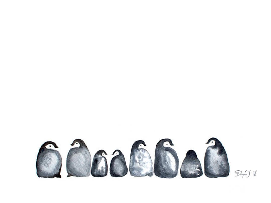 Penguin Print, Baby Penguin Painting, Animal Print, Cute Penguin, Baby ...
