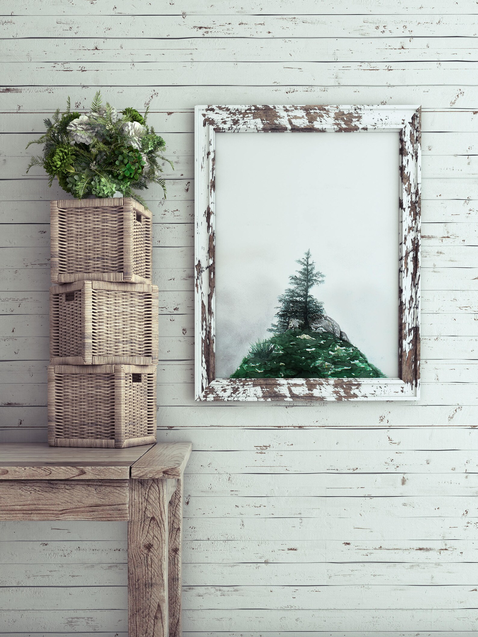 Lone Pine Tree Modern Art Print Mountain Art Large Framed | Etsy