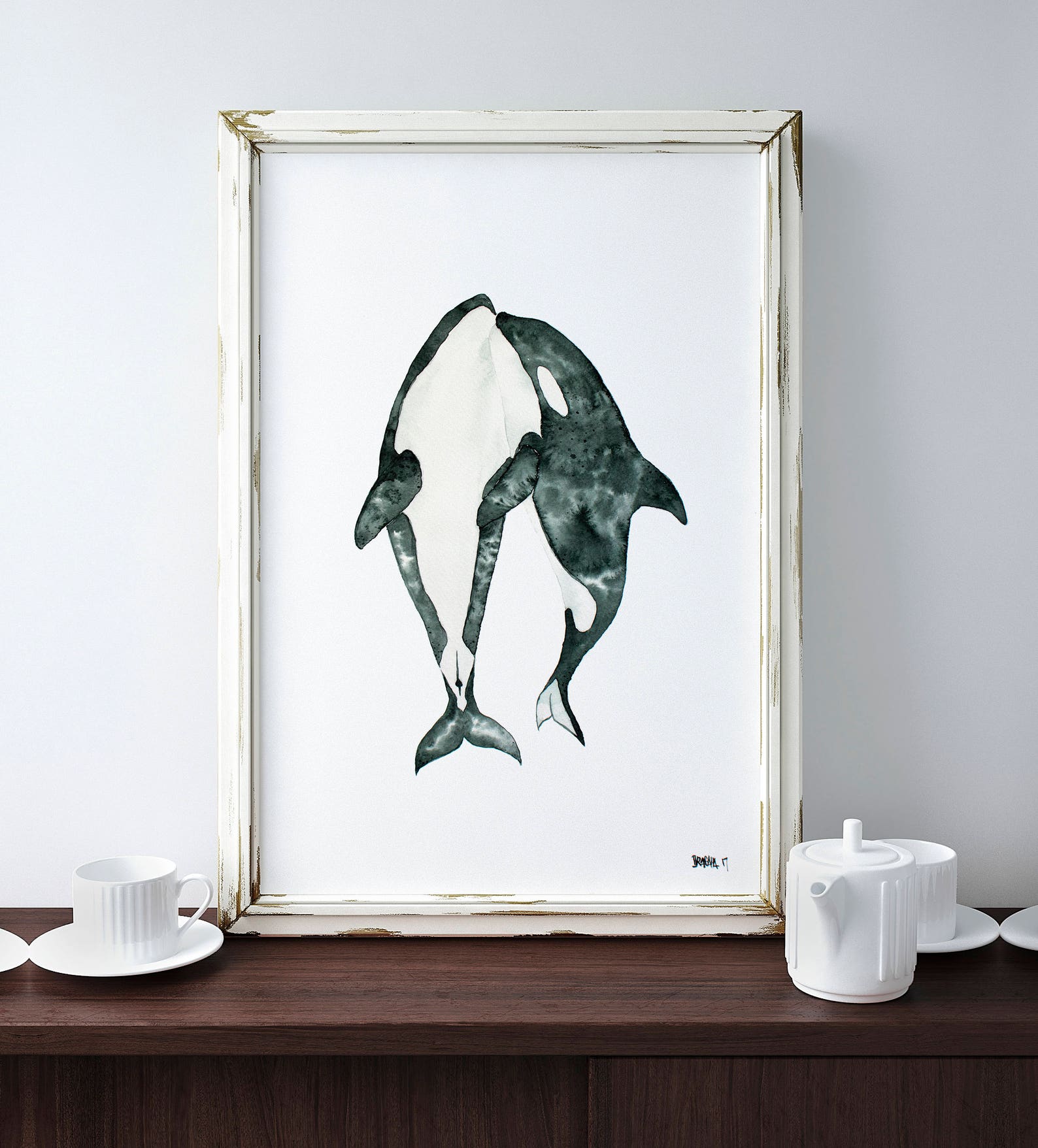 Orca Painting Killer Whale Print Framed Home Decor Nature | Etsy