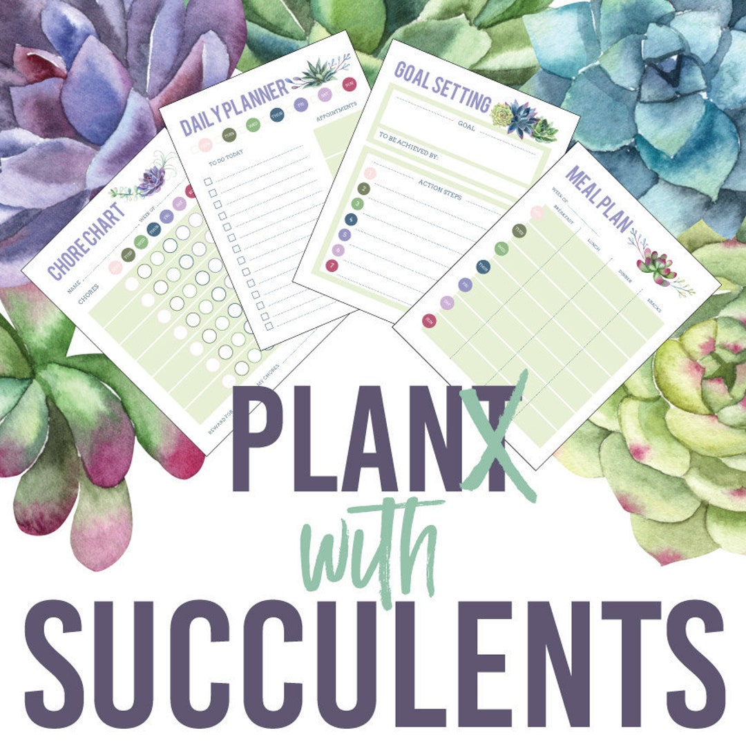 Printable, Succulent Themed Chore Chart, Meal Chart, Daily Planner, and ...