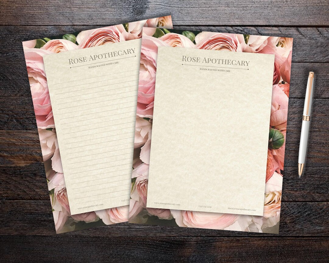 Rose & Parchment - Printable Custom Letterhead / Stationary / Journal ...