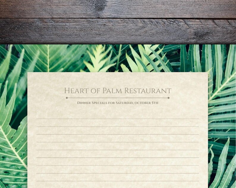 Palm Leaves Printable Custom Letterhead / Stationary / | Etsy Ireland