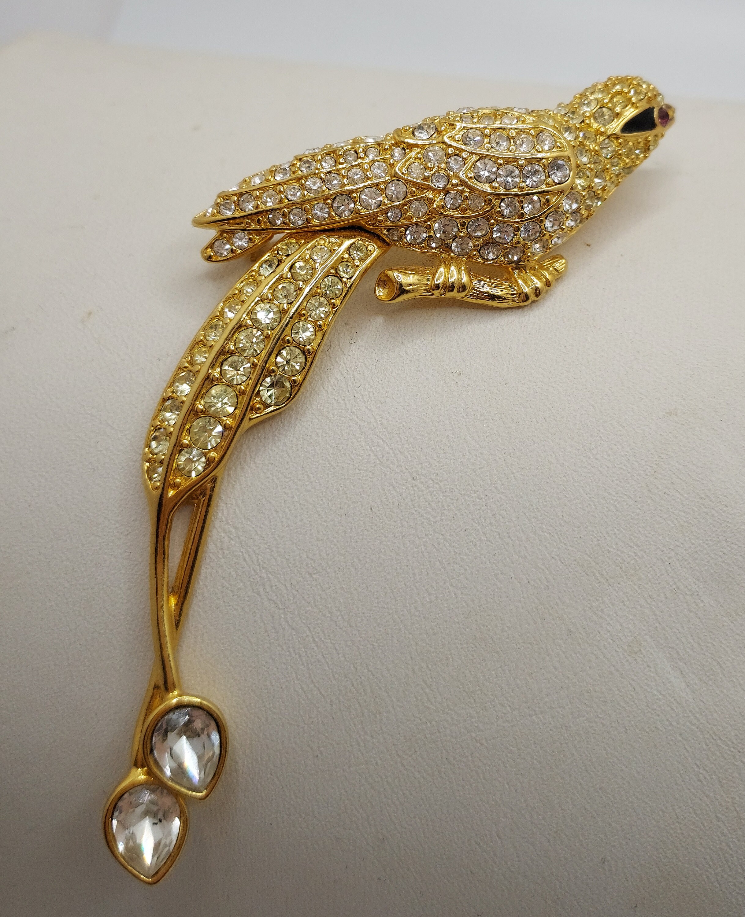 Nolan Miller Bird of Paradise Brooch, Diamanté Crystal Rhinestone ...