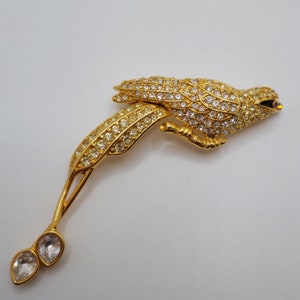 NOLAN MILLER Avalon Bird of Paradise Brooch Diamanté Crystal Jewelry ...