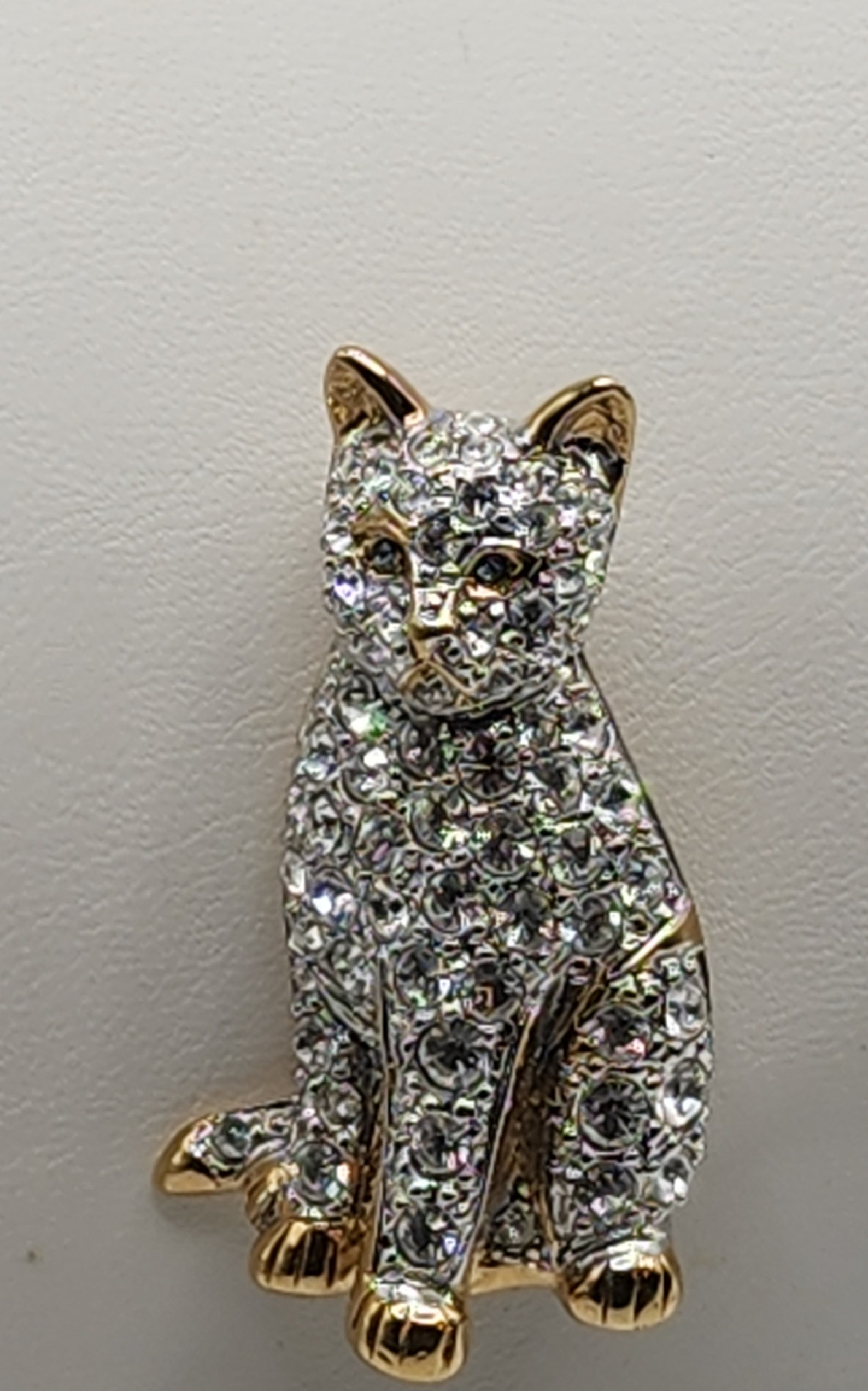 CAROLEE Cat Brooch A Fanciful Feline Diamanté Crystal Cat Lover Gift ...