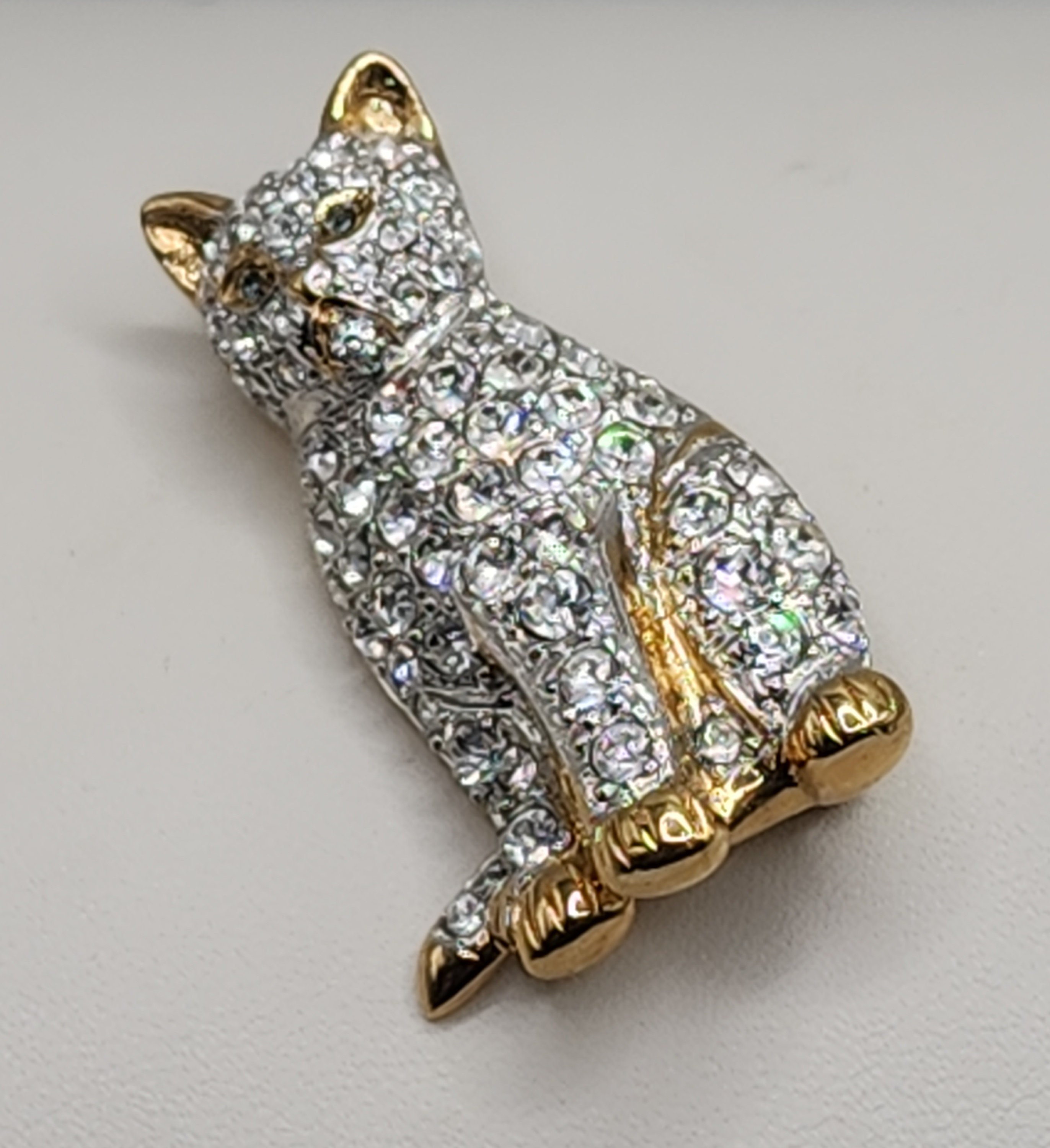 CAROLEE Cat Brooch A Fanciful Feline Diamanté Crystal Cat Lover Gift ...