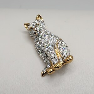 CAROLEE Cat Brooch A Fanciful Feline Diamanté Crystal Cat Lover Gift ...