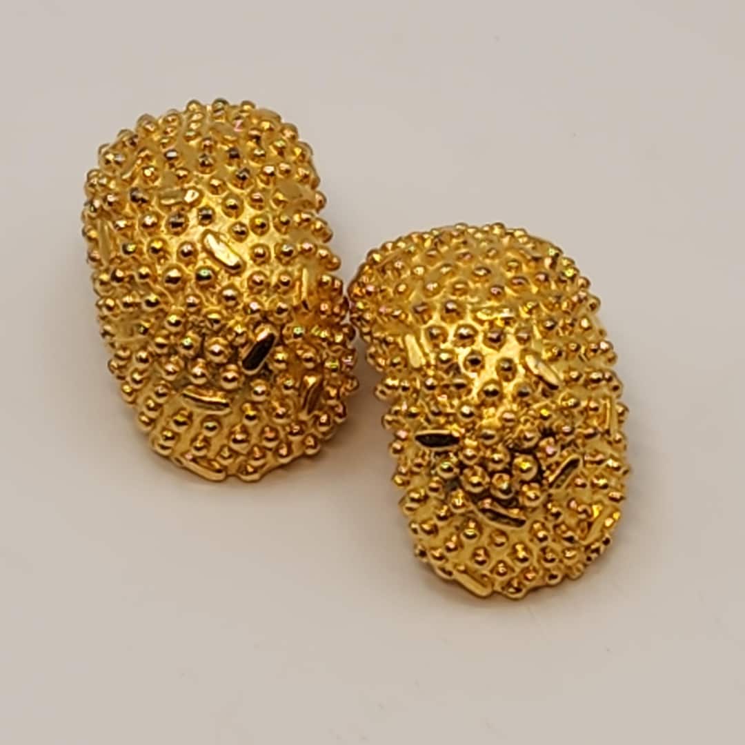 MIMI DI NISCEMI Earrings Gorgeous Golden Caviar Textured Authentic ...