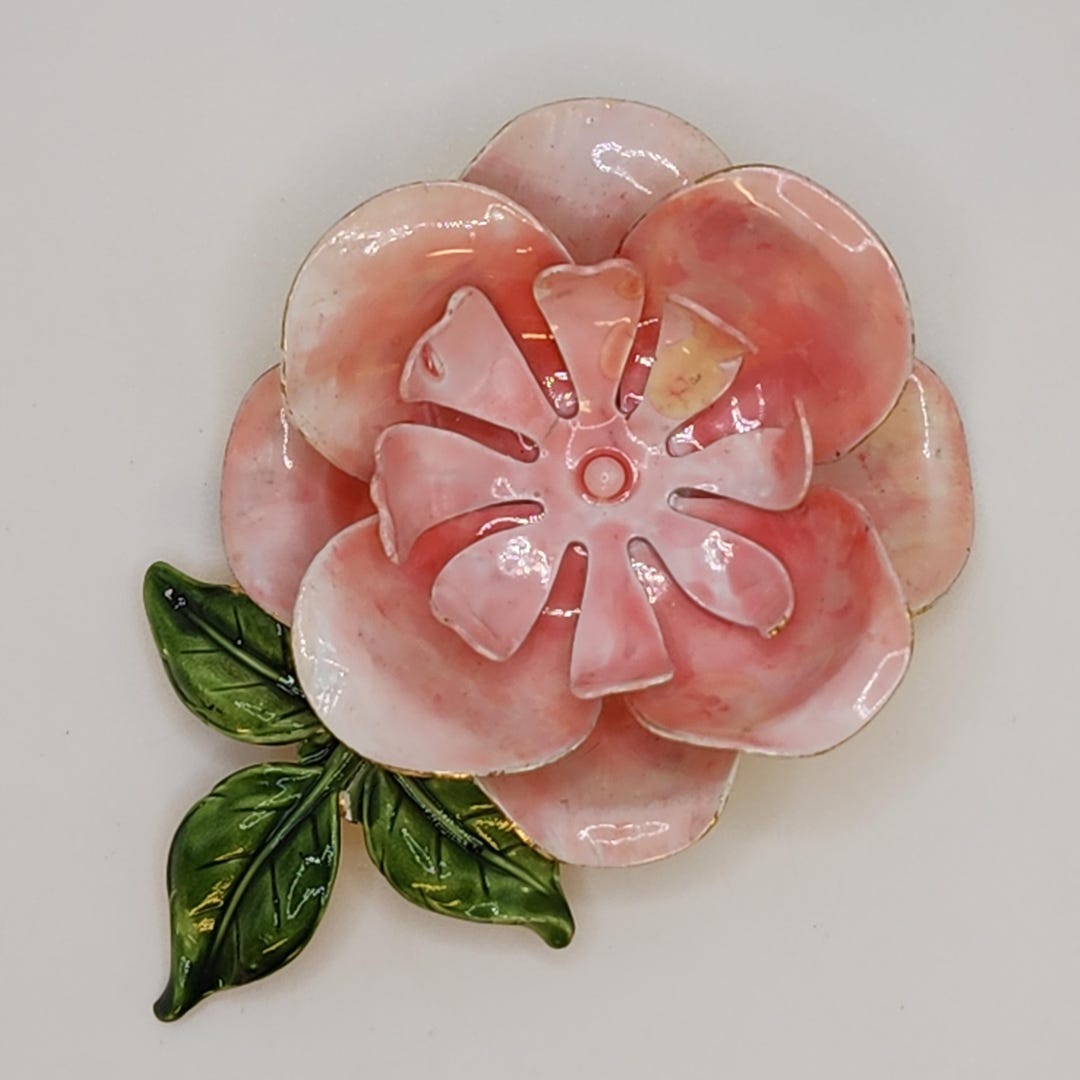 Vintage ORIGINAL by ROBERT Pink Enamel Flower Brooch, 1960s Floral Pin ...