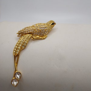 NOLAN MILLER Avalon Bird of Paradise Brooch Diamanté Crystal Jewelry ...