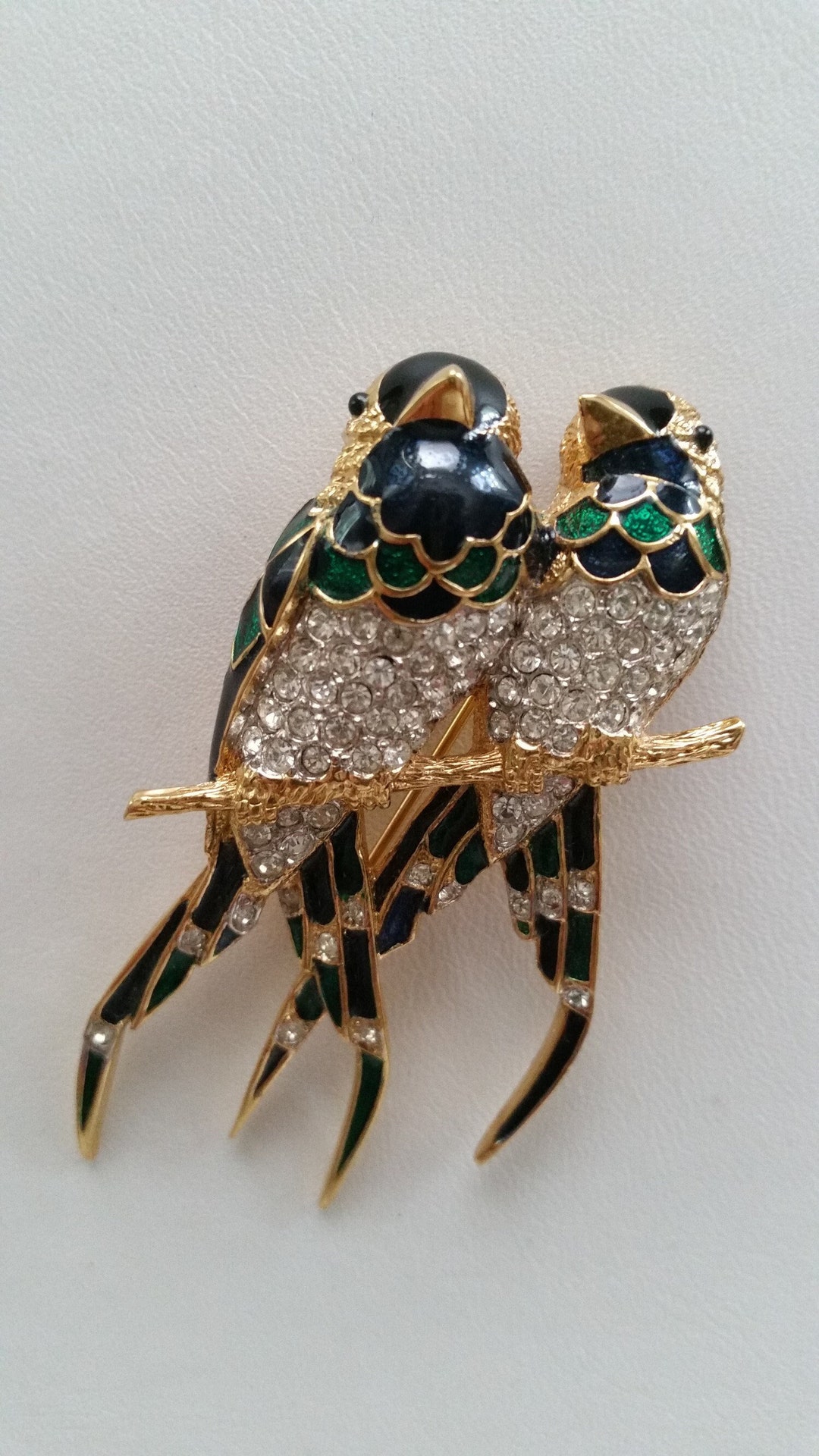 Sweetest D'ORLAN Brooch Blue Birds on A Branch Pin Vintage Jewelry ...