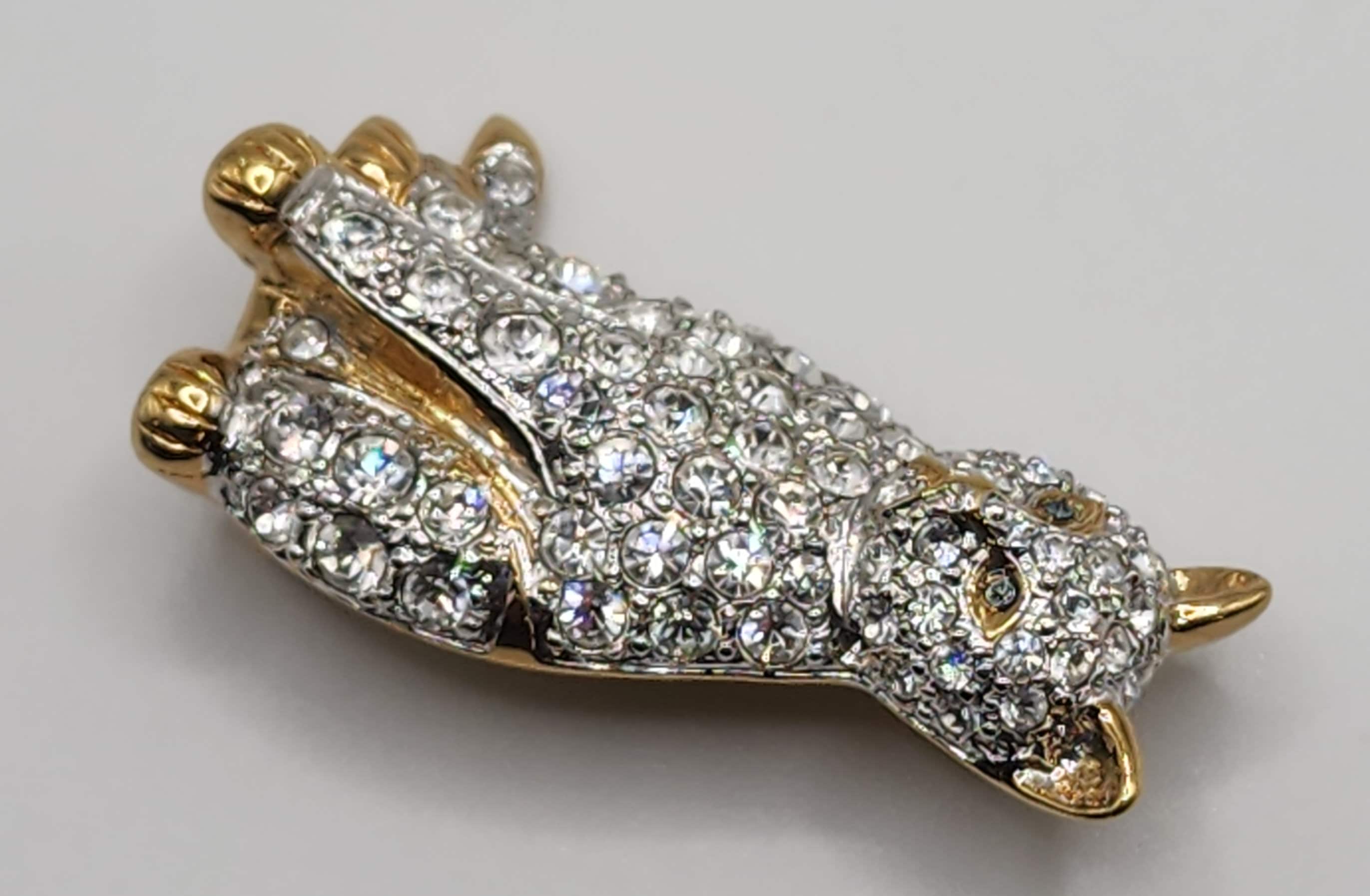 CAROLEE Cat Brooch A Fanciful Feline Diamanté Crystal Cat Lover Gift ...