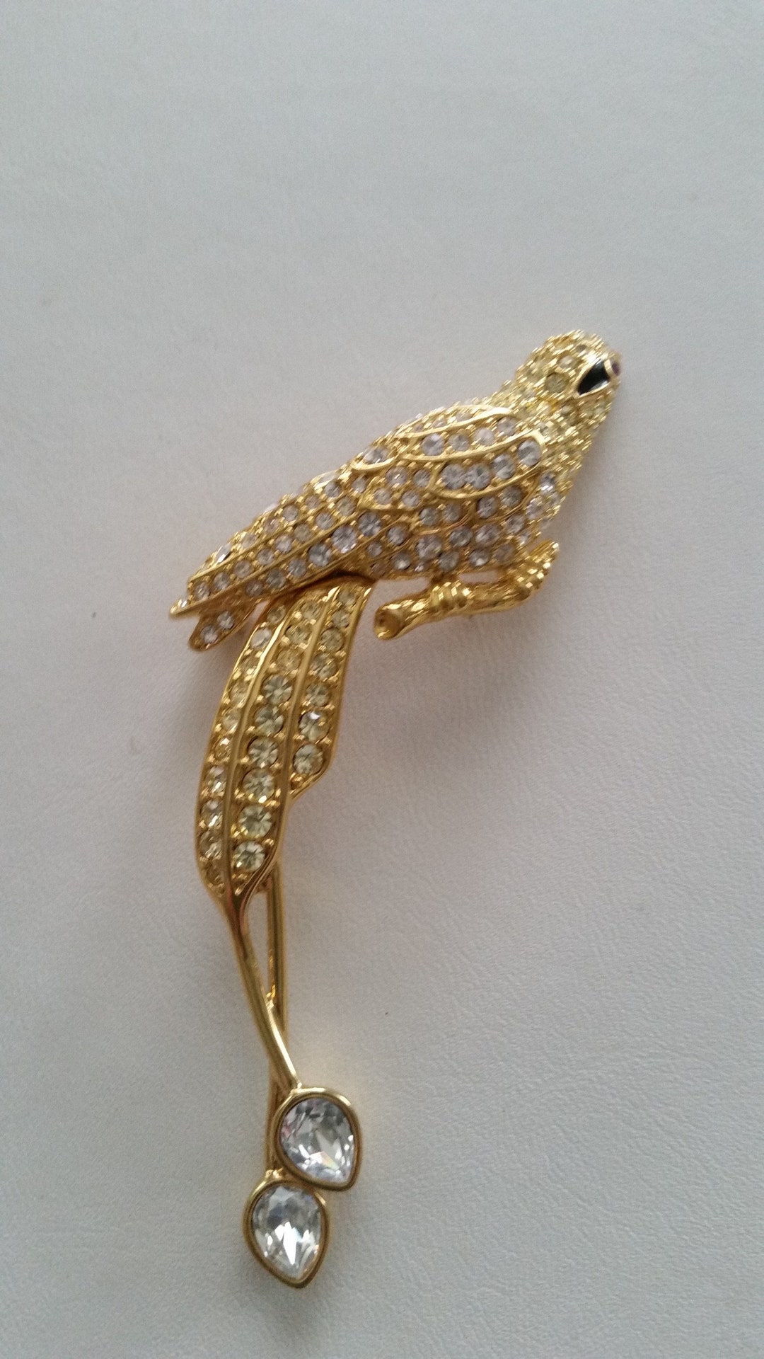 NOLAN MILLER Avalon Bird of Paradise Brooch Diamanté Crystal Jewelry ...