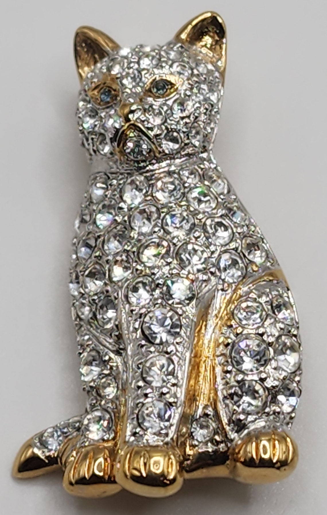 CAROLEE Cat Brooch A Fanciful Feline Diamanté Crystal Cat Lover Gift ...