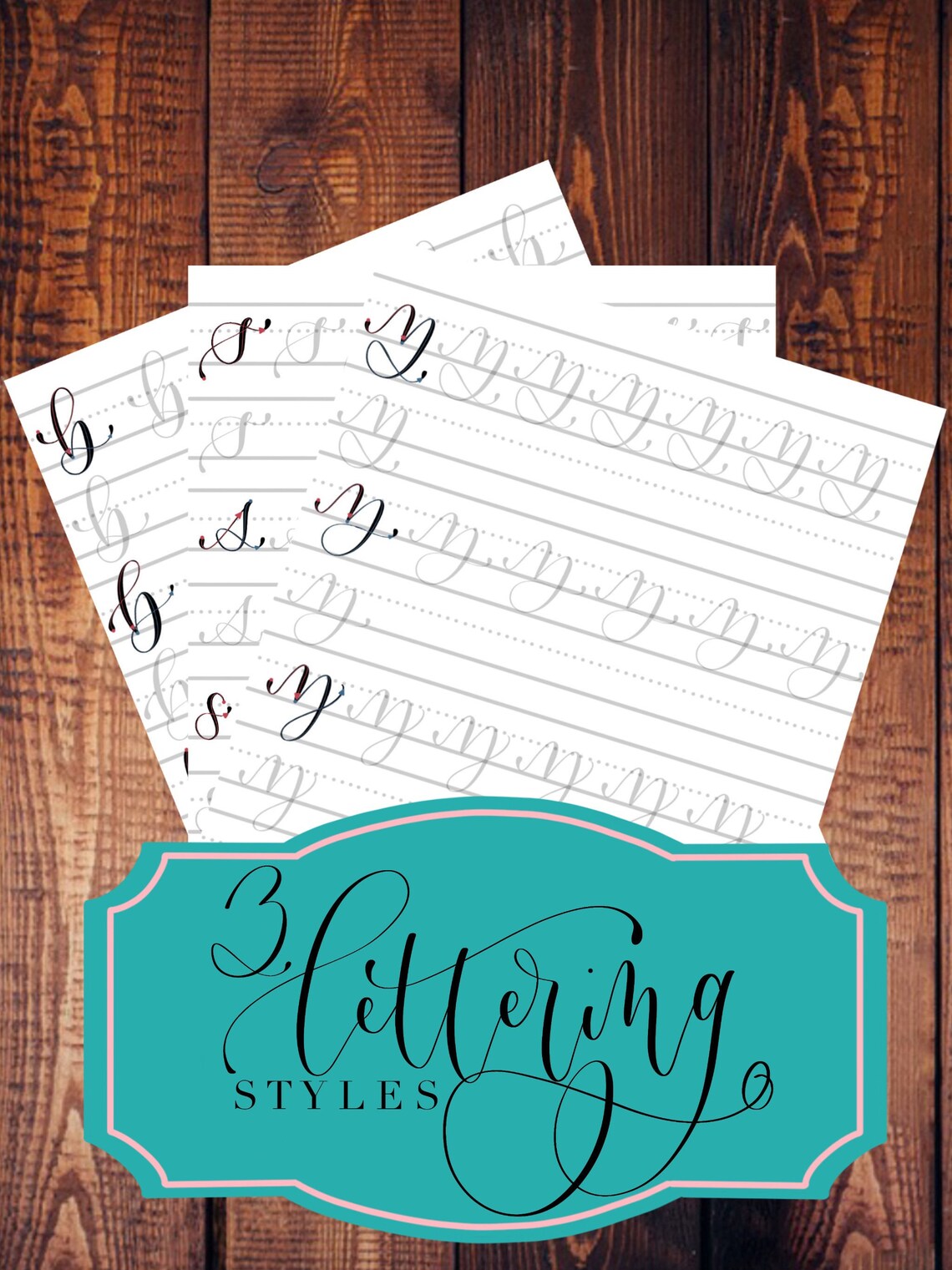 3 Lettering Styles Practice Worksheets, Calligraphy Lettering Guide ...