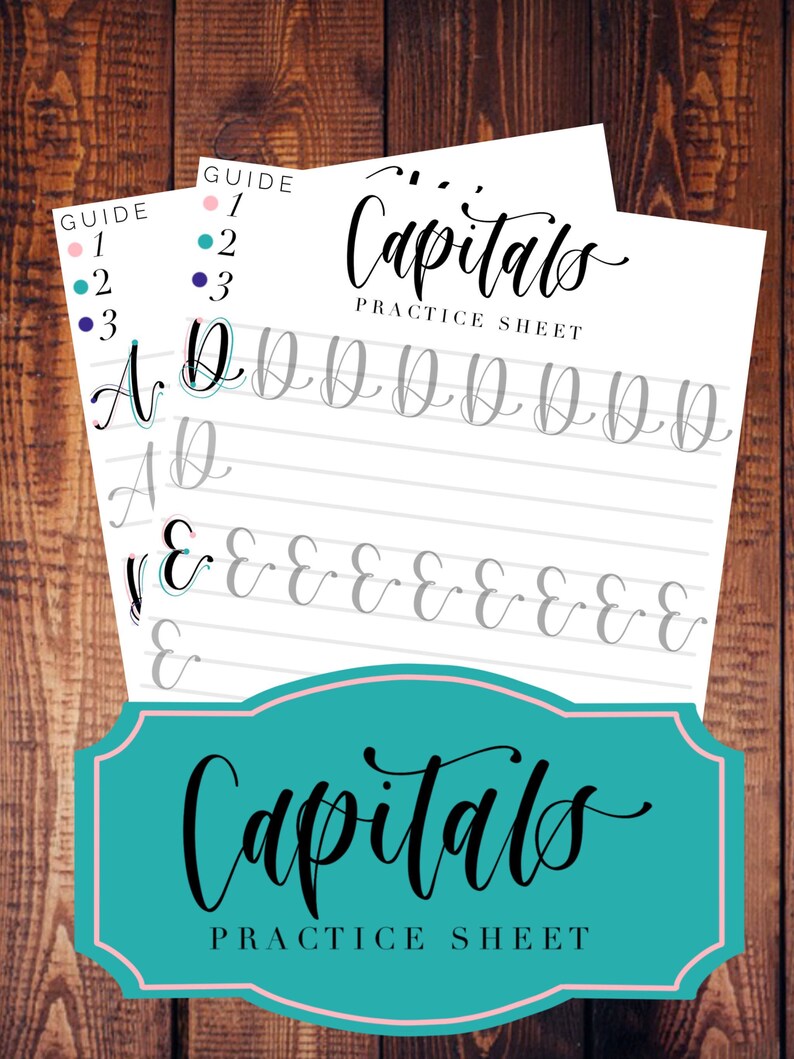 Capital Letters Practice Sheet, Calligraphy Lettering Guide, Lettering ...