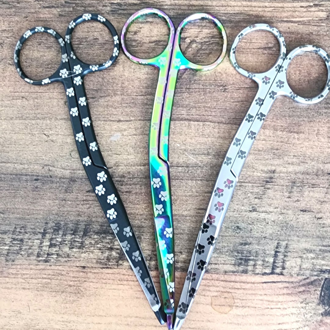 Knowles Style Laser Engraved Paw Bandage Scissors for Vet Tech ...