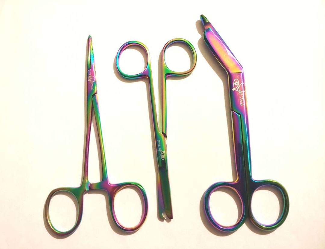 Rainbow Titanium Treated Bandage Scissor by Vettechstuff for Veterinary ...