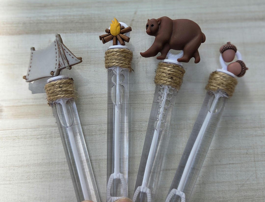Camping Party Favors: Tent, Campfire and Acorn Bubble Wands (set of 4 ...