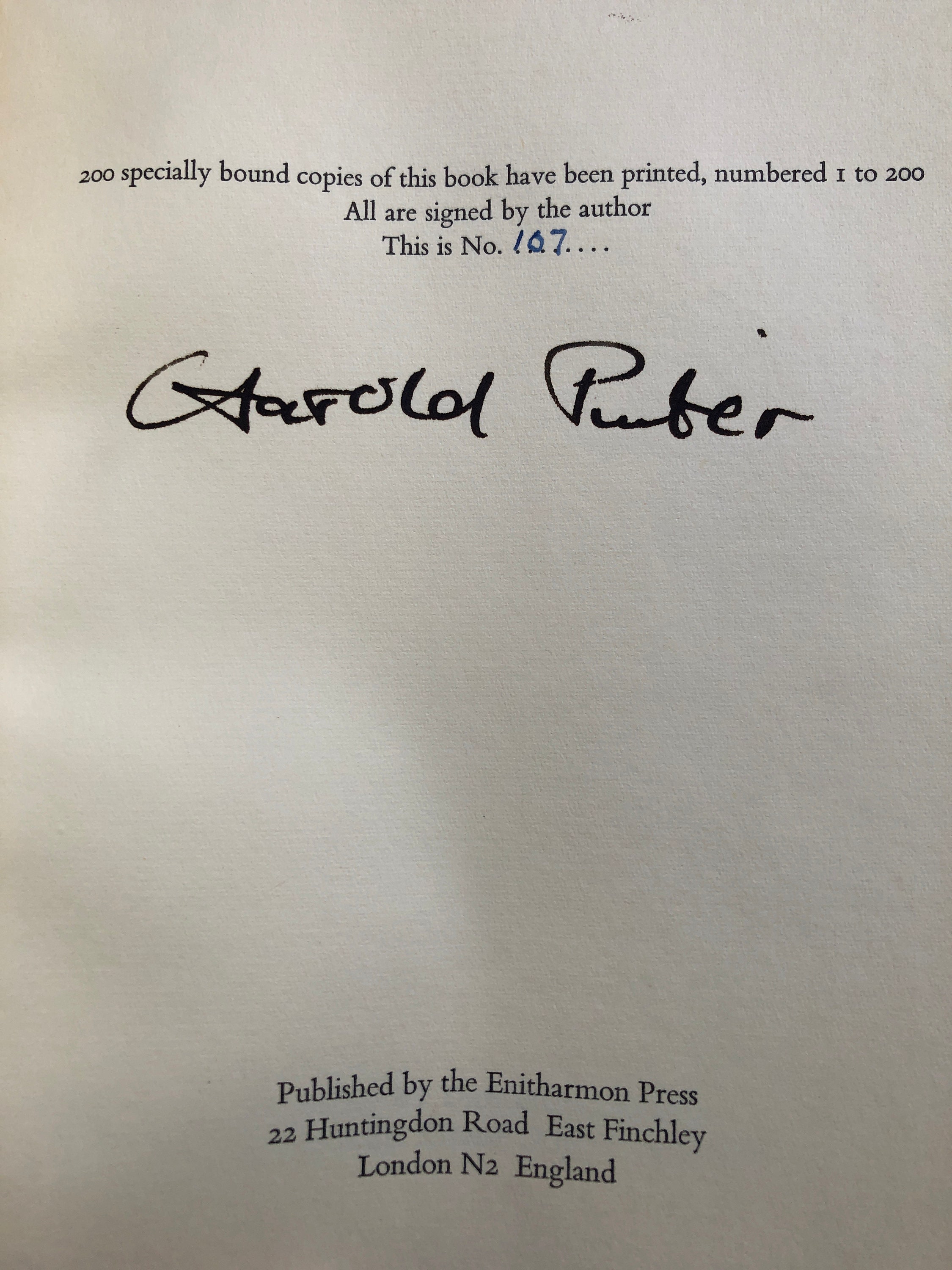 1968 Signed Limited Edition Poems by Harold Pinter - Etsy UK