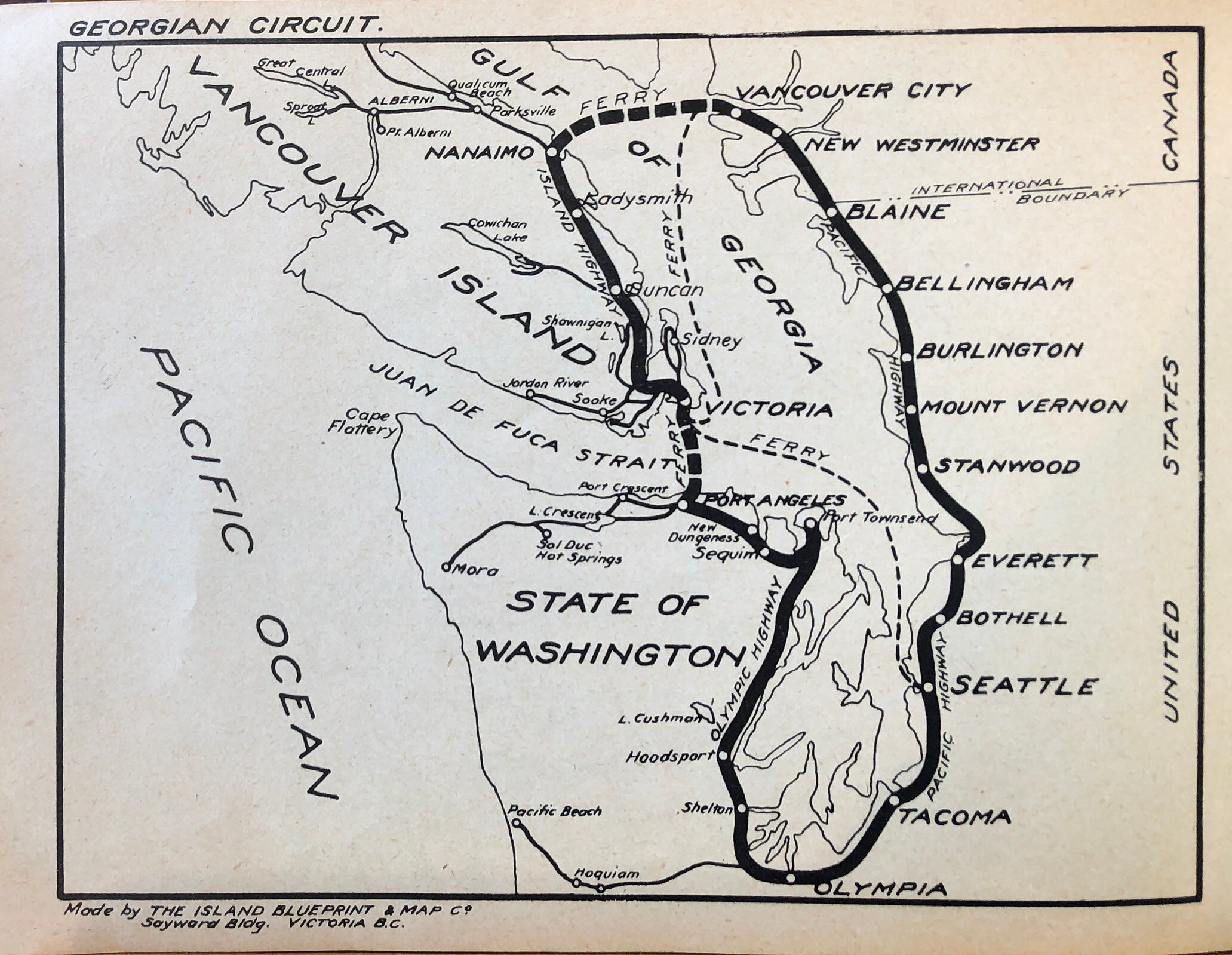C. 1920, Road Map of Vancouver Island With Handy Logs, Index, and ...