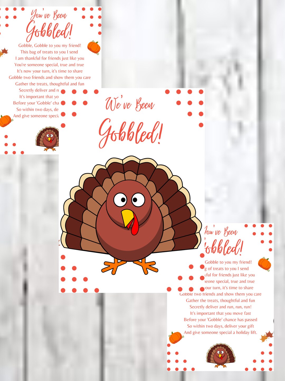 You've/we've Been Gobbled! Instant Printable Download - Etsy