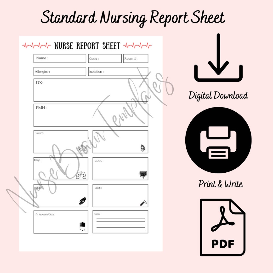 Nursing Report Sheet Standard Nurse Report Sheet Patient Log Nursing ...