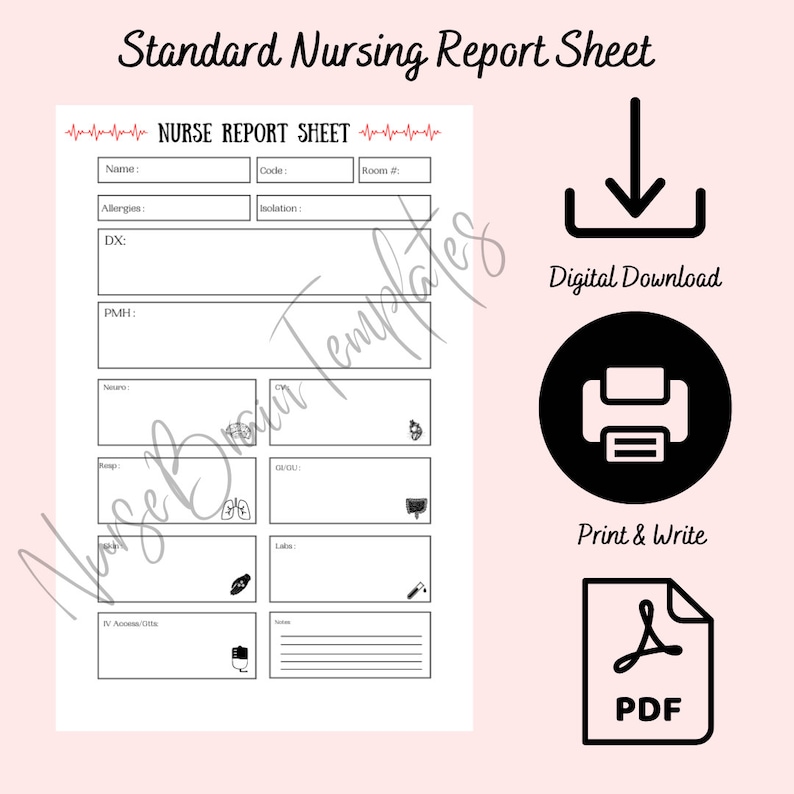 Nursing Report Sheet Standard Nurse Report Sheet Patient Log Nursing ...