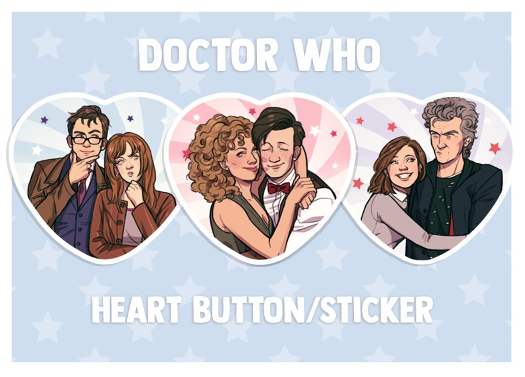 Doctor Who Heart Buttons/stickers - Etsy