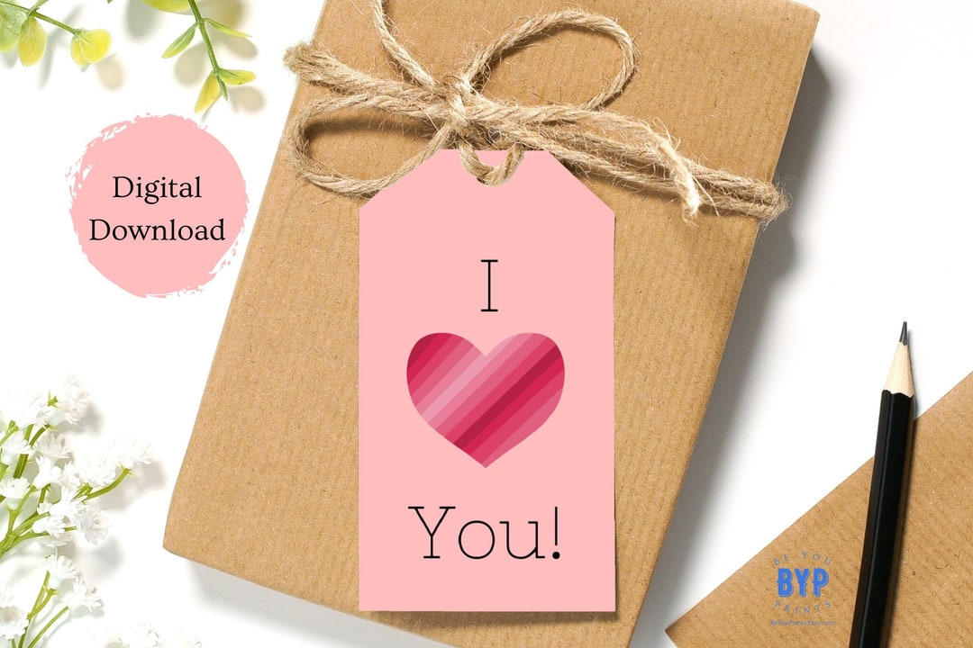 Valentines Day Gift Tag, Printable Favor Tag, I Love You Printable, Red ...