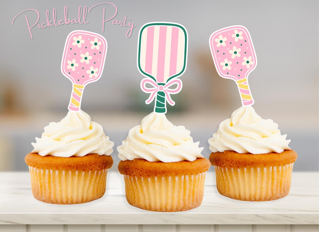 Pickleball Cupcake Toppers: Sports Birthday Party Decorations (set of 6 ...