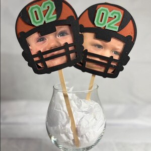 Customizable Football Helmet Cake Topper & Picture Frame Set of 6 ...