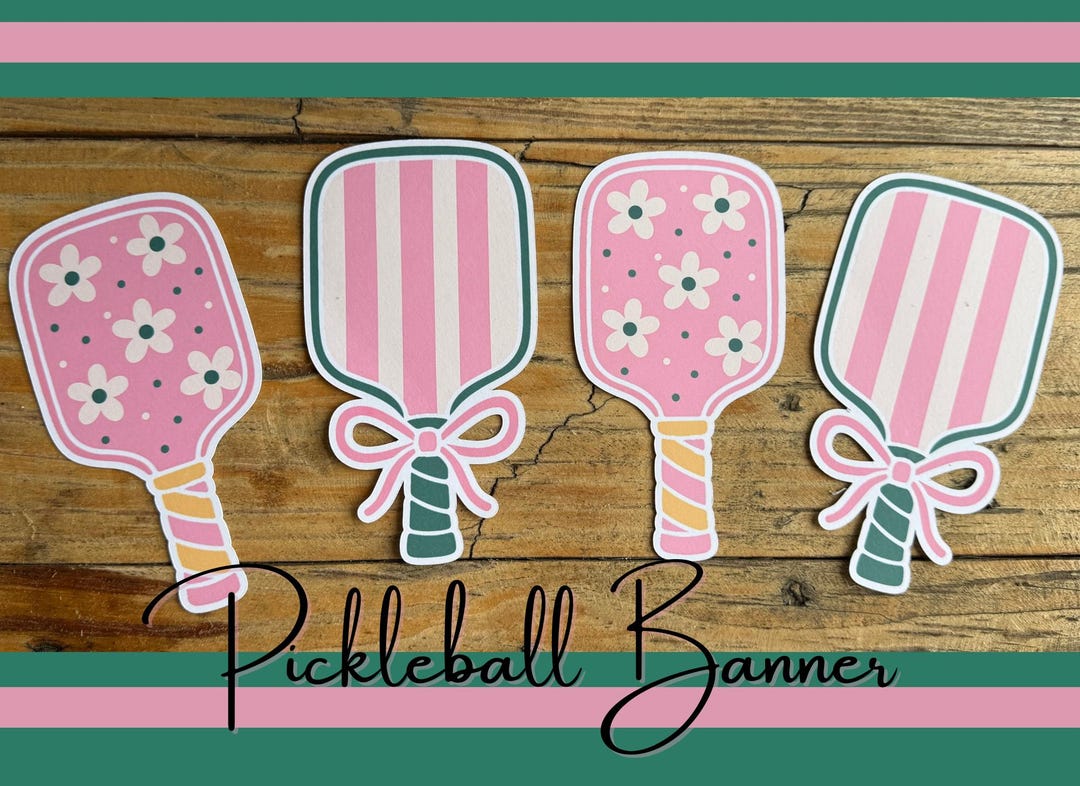 Pickleball Party Banner: Pink & Green Paddle Garland - Etsy