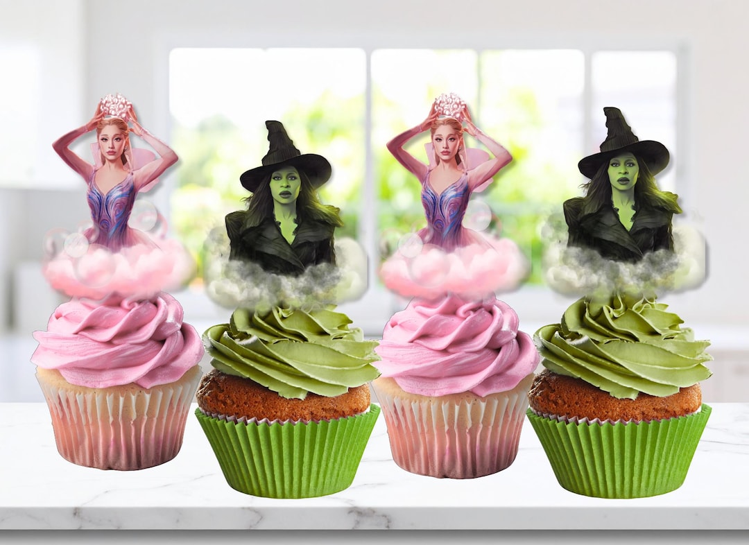 Wicked Inspired Cupcake Toppers & Banner | Elphaba, Glinda Party ...