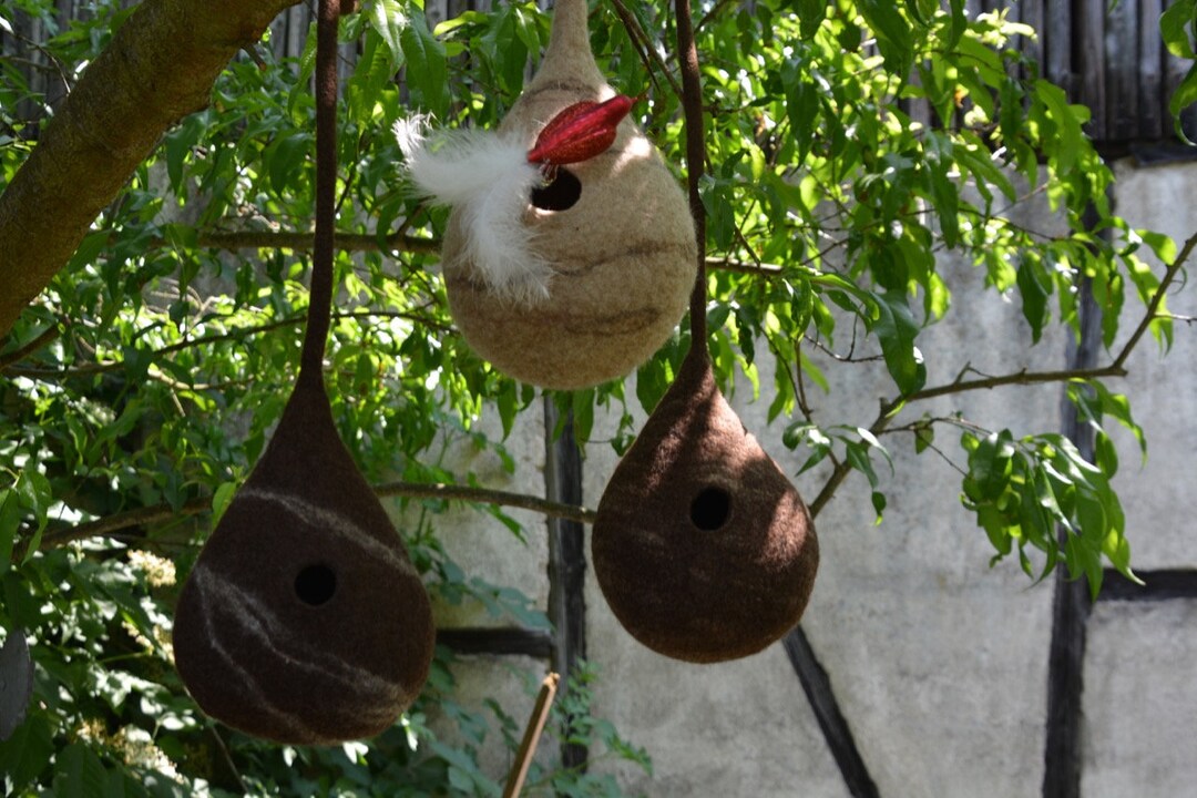 Felt Birdhouse, Bird Pod, Felted Nest Box, Felt House16 - Etsy