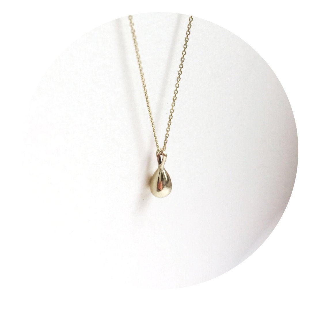 SOLID Gold Droplet Pendant / Droplet Necklace / Teardrop Pendant / Drop ...