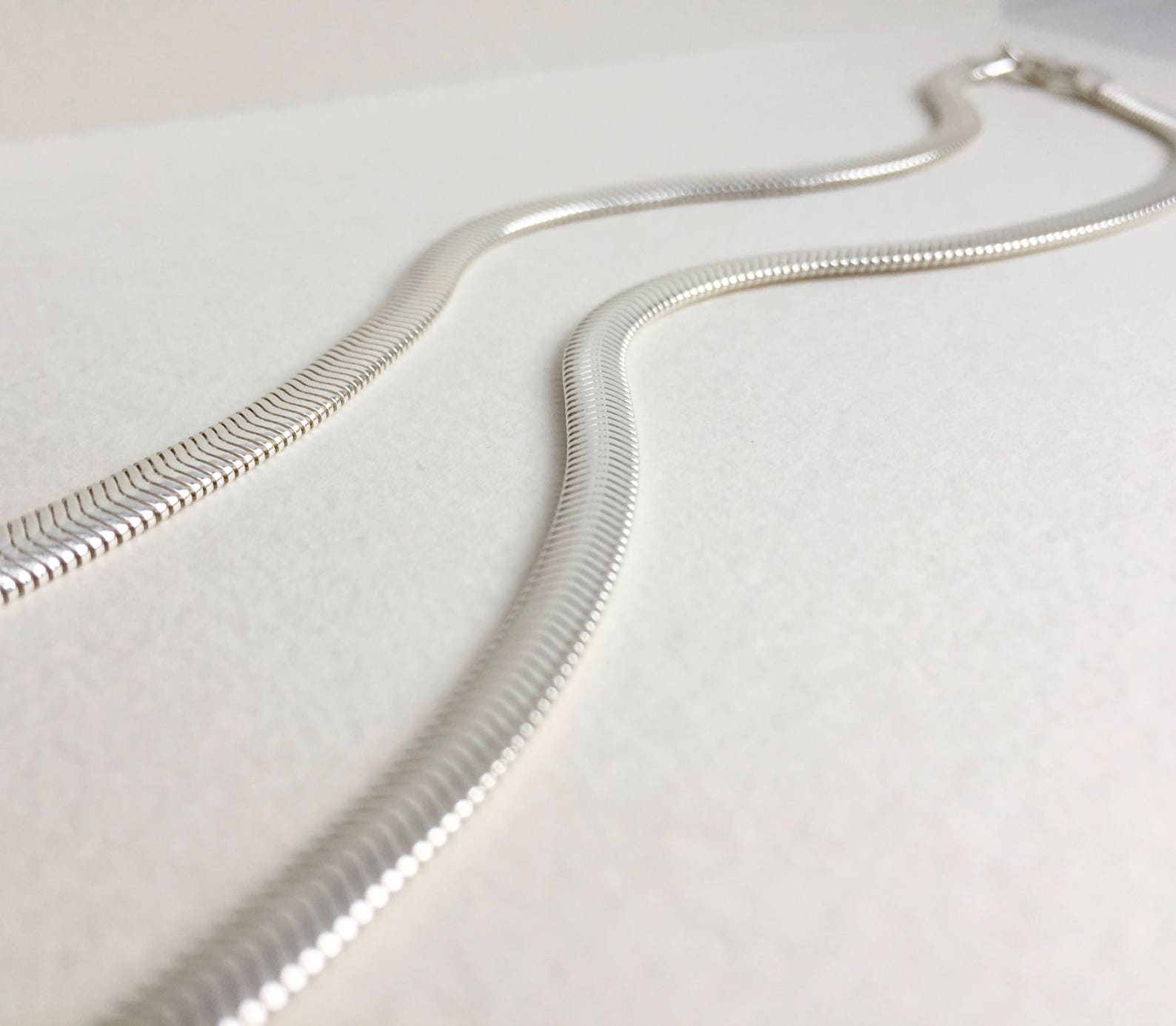Sterling Silver Flat Snake Chain / Snake Necklet / Snake | Etsy