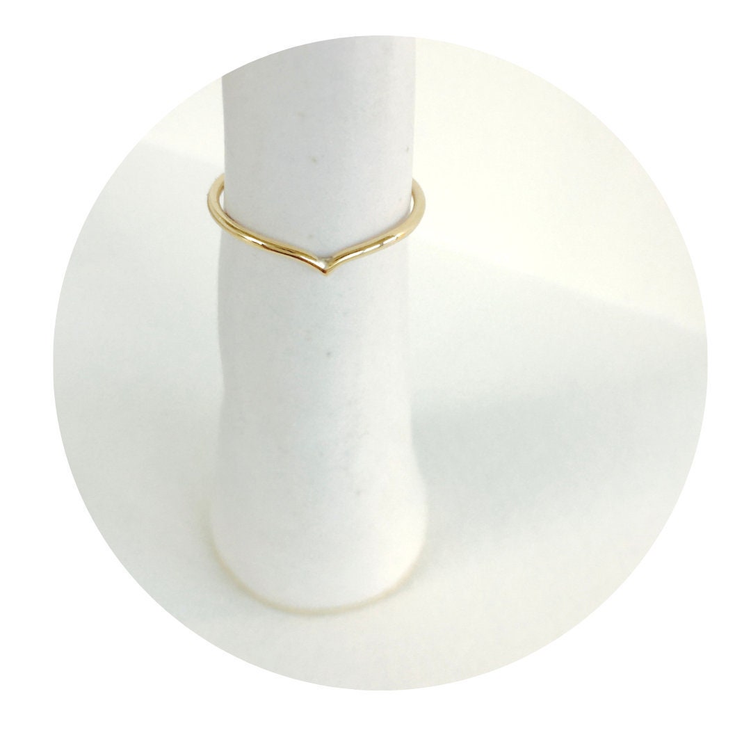 Solid Recycled Gold Wishbone Ring / Wishbone Chevron Stacking Ring ...