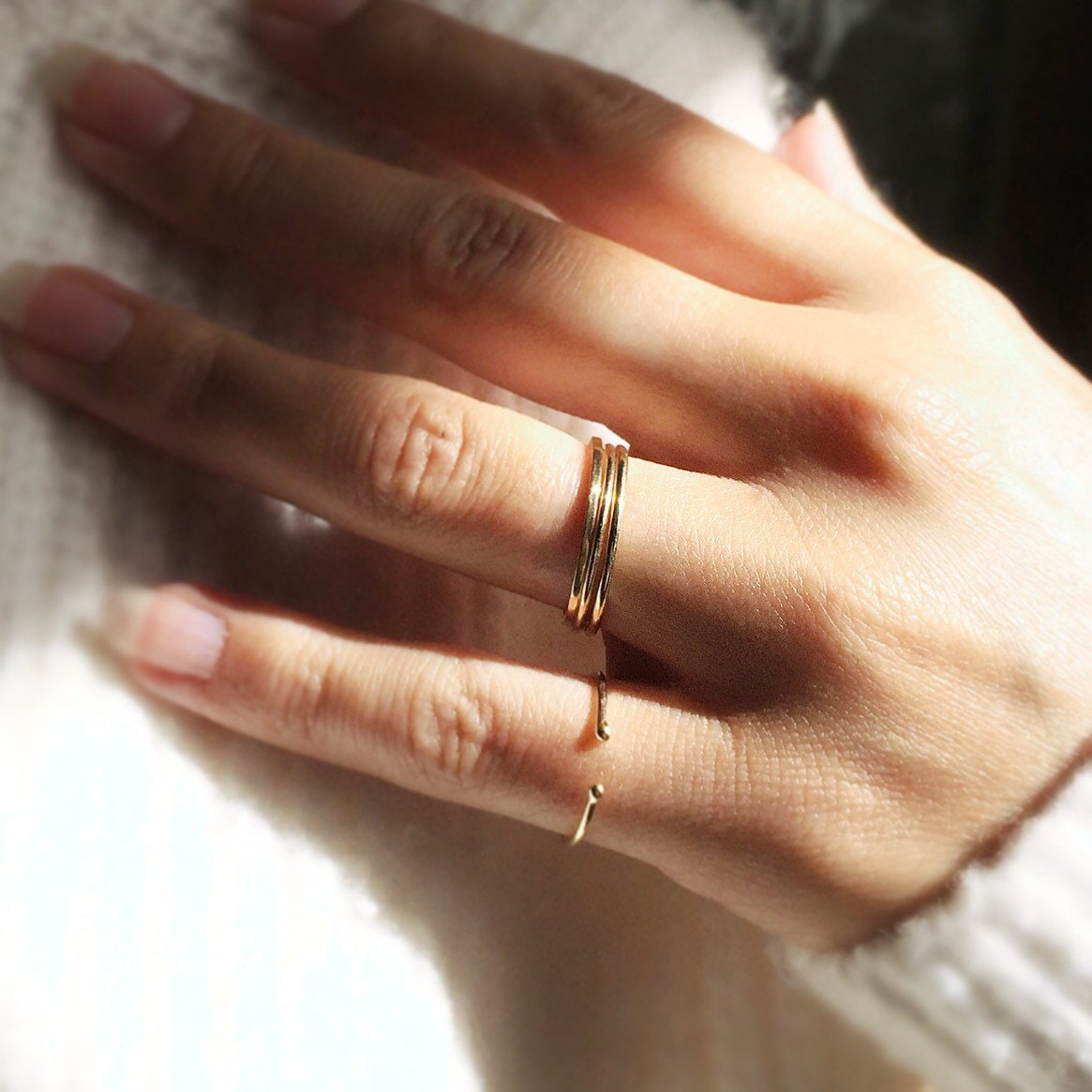 Solid Gold Open Ring / Open Stacking Ring / Minimal Gold Band - Etsy UK