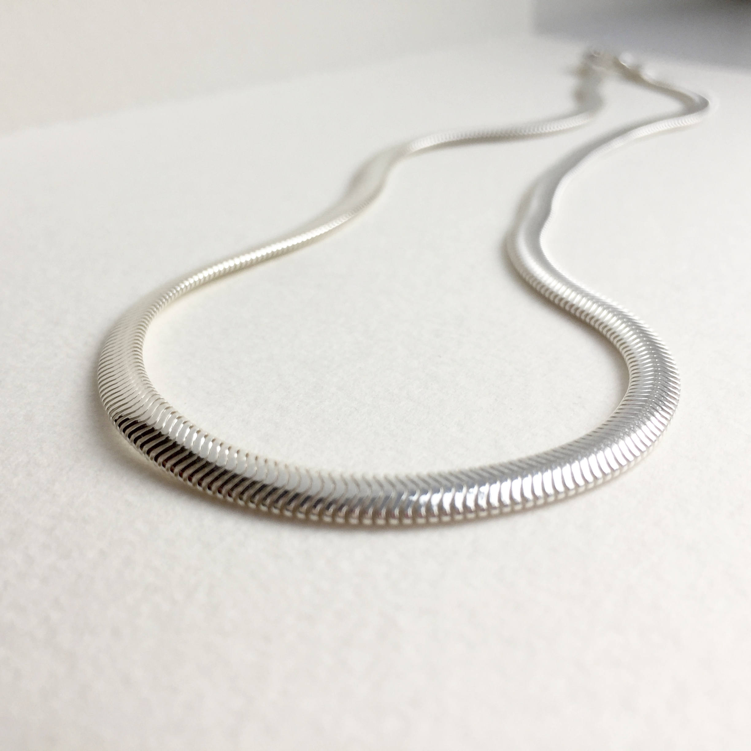 Sterling Silver Flat Snake Chain / Snake Necklet / Snake | Etsy UK