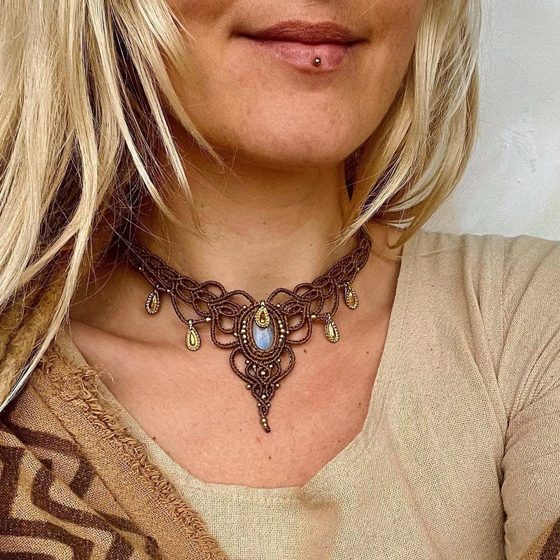 Gemstone Choker Necklace - Etsy